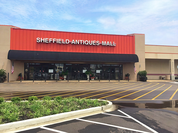 The red facade of Sheffield Antiques Mall isn't just a building&mdash;it's a portal to the past, beckoning treasure hunters with the promise of discoveries inside.