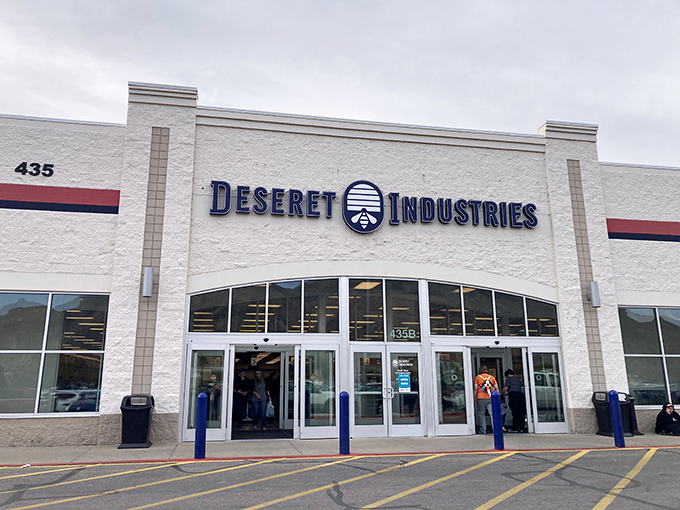 The white facade of Deseret Industries stands like a beacon of bargain hope for thrifters across Northern Utah.