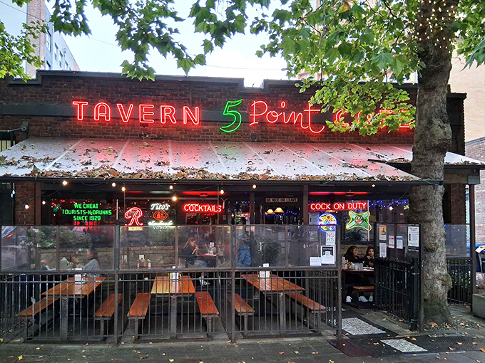 Where Seattle's past and present share a table. The 5 Point's weathered exterior hides a treasure trove of comfort food and colorful characters inside.