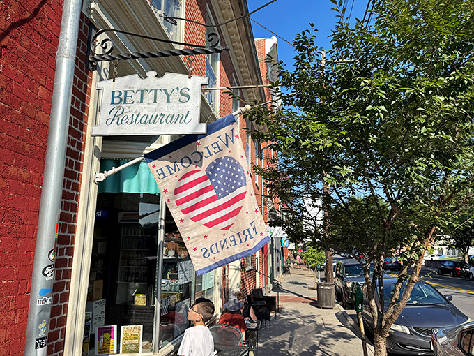 That welcoming awning and patriotic flag announce you've found Shepherdstown's breakfast headquarters—where early risers become believers.