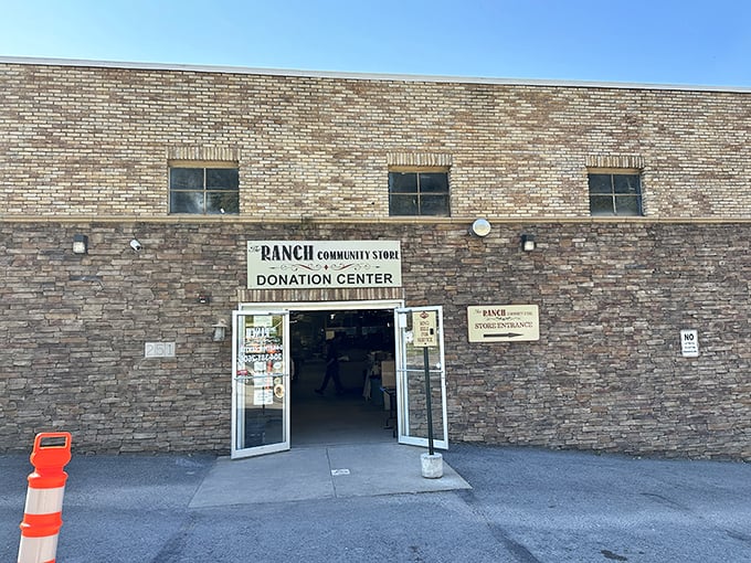 That unassuming brick facade hides a thrift store empire that'll swallow your entire Saturday whole.