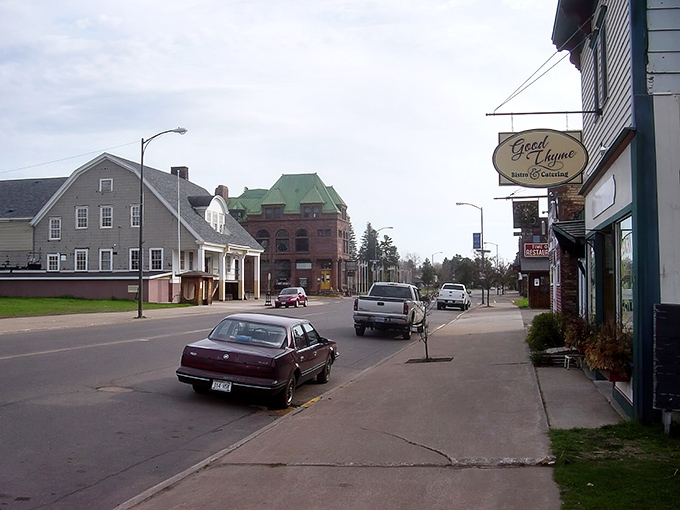 Washburn's charming main street offers that perfect small-town vibe where colorful Adirondack chairs invite you to slow down and stay awhile.