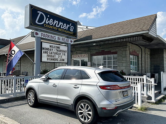 The unassuming exterior of Dienner's Country Restaurant promises no frills, just honest-to-goodness Pennsylvania Dutch cooking that will have you planning your next visit before you leave.