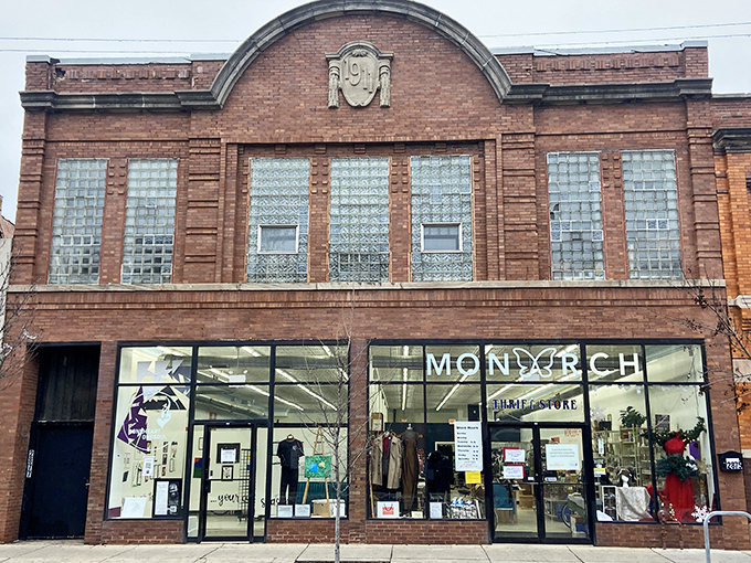 The butterfly effect in action! Monarch's sleek storefront in Chicago promises treasure hunters a well-organized adventure behind those brick walls and large windows.