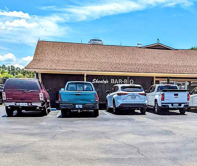 The unassuming exterior of Shealy's Bar-B-Que hides a culinary powerhouse. Like a barbecue speakeasy, the packed parking lot is the only giveaway.
