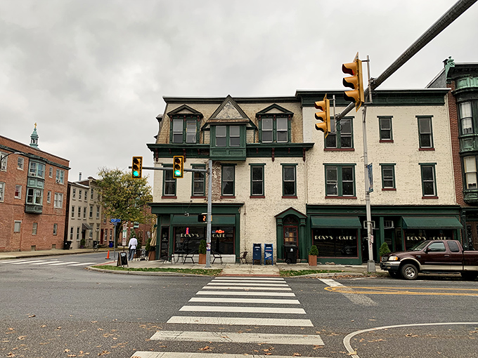 Roxy's green awning beckons from the corner like a culinary lighthouse guiding hungry souls through Harrisburg's historic streets.