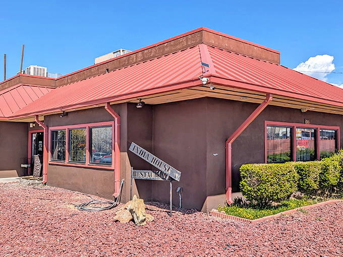 The unassuming exterior of India House in Santa Fe might fool you, but like a good book, it's what's inside that counts.