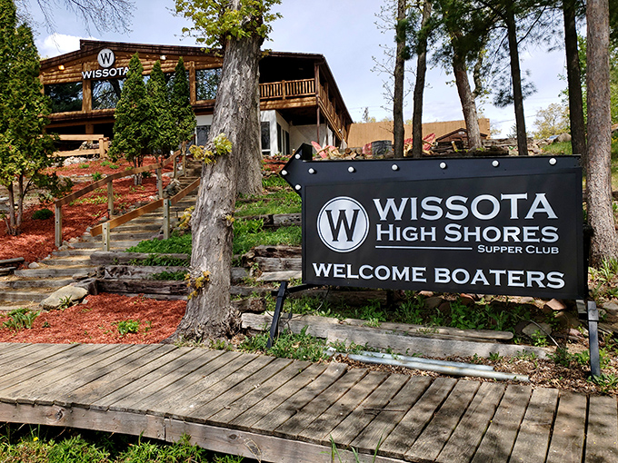 The "Welcome Boaters" sign says it all&mdash;this lakeside gem combines rustic Wisconsin charm with an invitation to arrive by water or road.