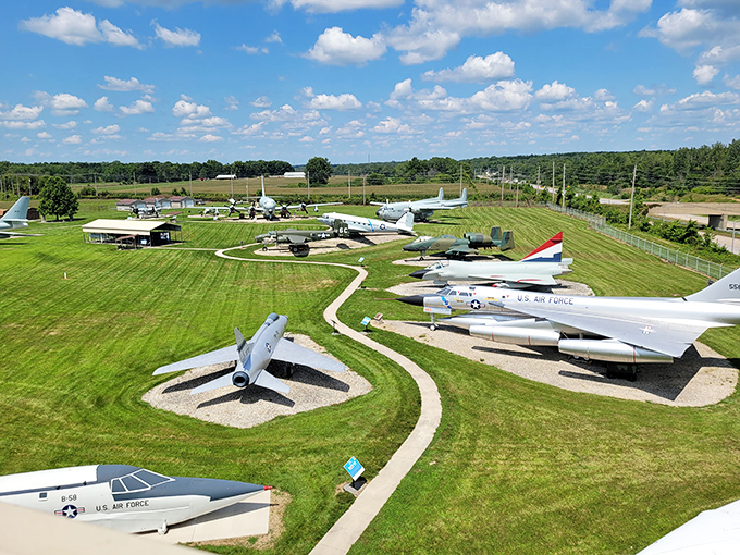 Mother Nature provides the perfect backdrop for these magnificent flying machines, with puffy clouds that seem to whisper, "We remember when you used to visit us up here."