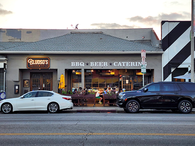 The unassuming storefront of Bludso's BBQ on La Brea Avenue promises what every great BBQ joint should: meat, beer, and zero pretension.