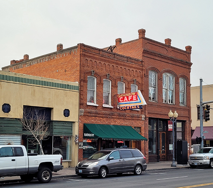 Another view of Rainbow Cafe's classic exterior, where the architecture whispers stories of Oregon's past while the kitchen prepares tomorrow's food memories.