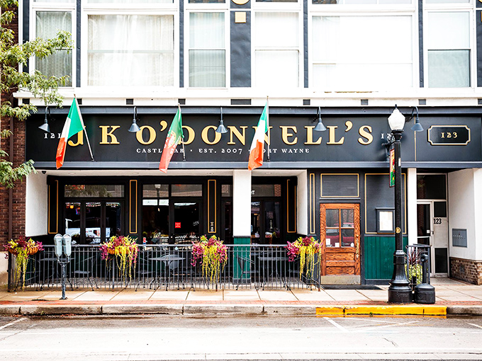The unassuming storefront of J K O'Donnell's stands proudly on Wayne Street, Irish and American flags announcing its heritage like colorful heralds of good times ahead.