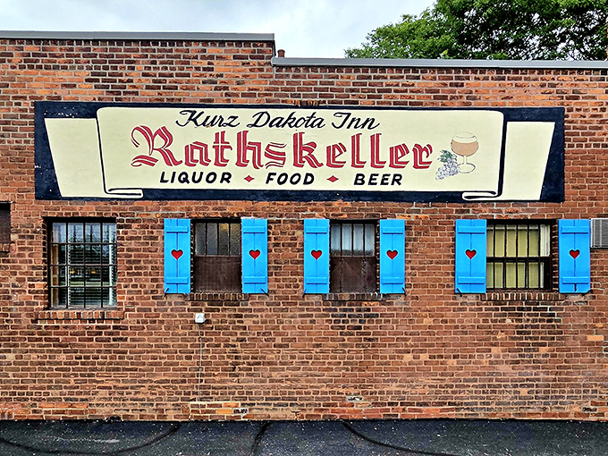 The unassuming brick exterior of Dakota Inn Rathskeller hides a German wonderland within, complete with those charming blue shutters that practically wink at passersby.