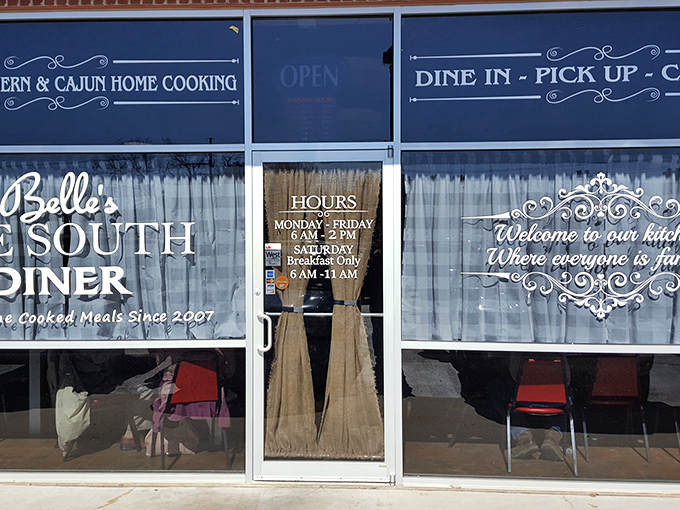 The welcoming storefront of Belle's Ole South Diner promises Southern and Cajun home cooking that'll make you forget every fancy brunch you've ever had.