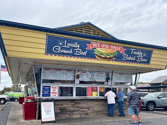 Lines form early at this beloved Roy institution, where locals know that good things come to those willing to wait five minutes for burger perfection.