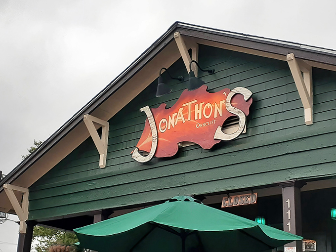 That iconic orange sign against the green siding is like a Texas sunrise &ndash; a promise that something warm and wonderful awaits inside.