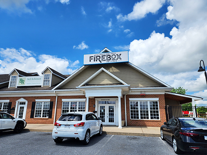 Firebox55's welcoming exterior blends classic brick architecture with modern BBQ sensibilities &ndash; like a mullet haircut, but for buildings: business in front, party in back.