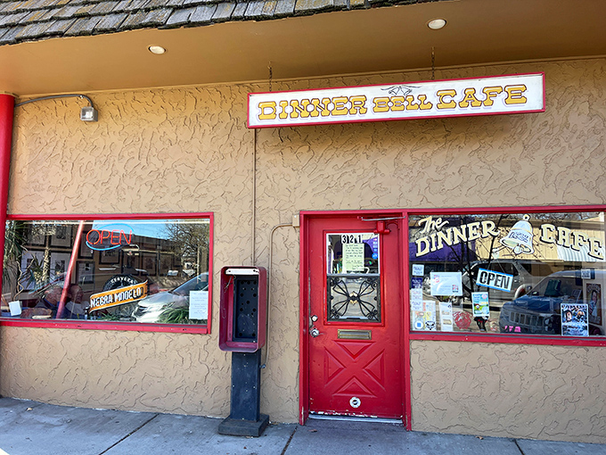 The stucco facade and cheerful signage promise comfort food nirvana, like spotting an oasis when your stomach's running on empty.