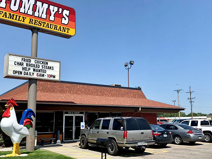 Tommy's iconic sign stands proud against Nebraska's big sky, beckoning hungry travelers with promises of comfort food that never disappoints.