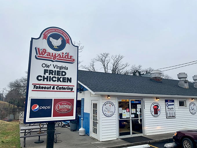 The sign says it all: &ldquo;Ole&rsquo; Virginia Fried Chicken.&rdquo; With its blue-trimmed facade and timeless charm, Wayside stands like a beacon for anyone craving a taste of Southern comfort.