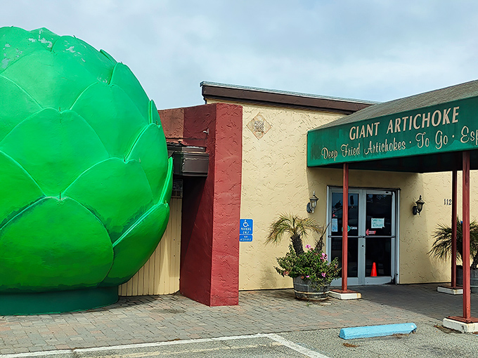 You can't miss it! The iconic green artichoke sculpture announces your arrival at this Castroville landmark with all the subtlety of a vegetable-themed amusement park.