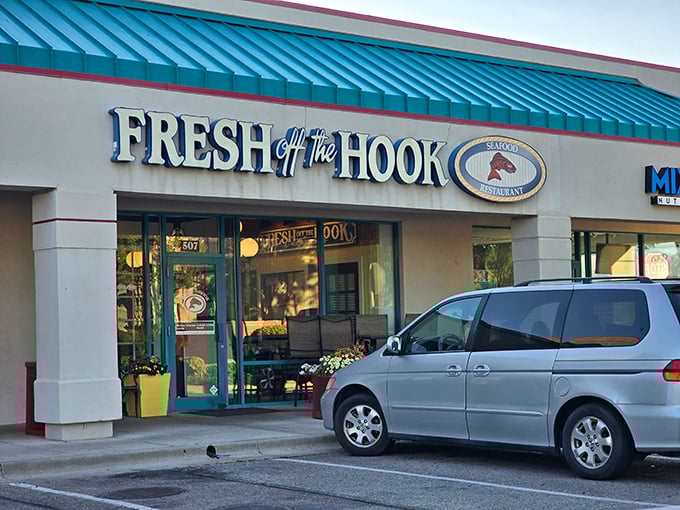 Strip mall exterior, nautical dreams within &ndash; sometimes the best seafood hides where you least expect it.
