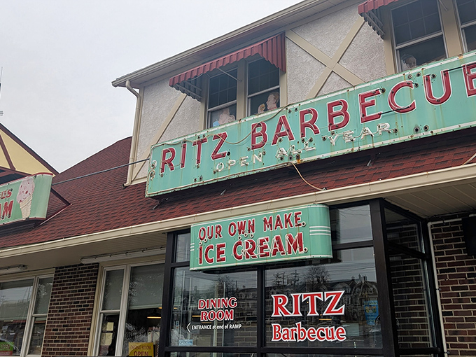 That weathered turquoise sign isn't just vintage charm&mdash;it's a beacon of hope for hungry travelers seeking authentic Pennsylvania comfort food.