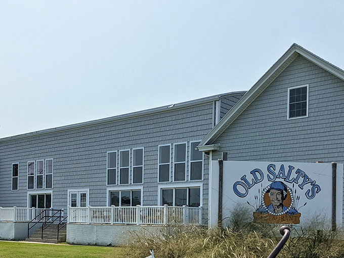 Old Salty's weathered sign tells you everything you need to know: you've found that authentic Eastern Shore spot where seafood isn't just served, it's celebrated.