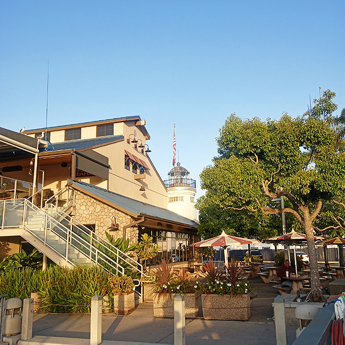 Bathed in golden California sunshine, Point Loma's exterior feels like the perfect blend of maritime charm and seafood sanctuary.