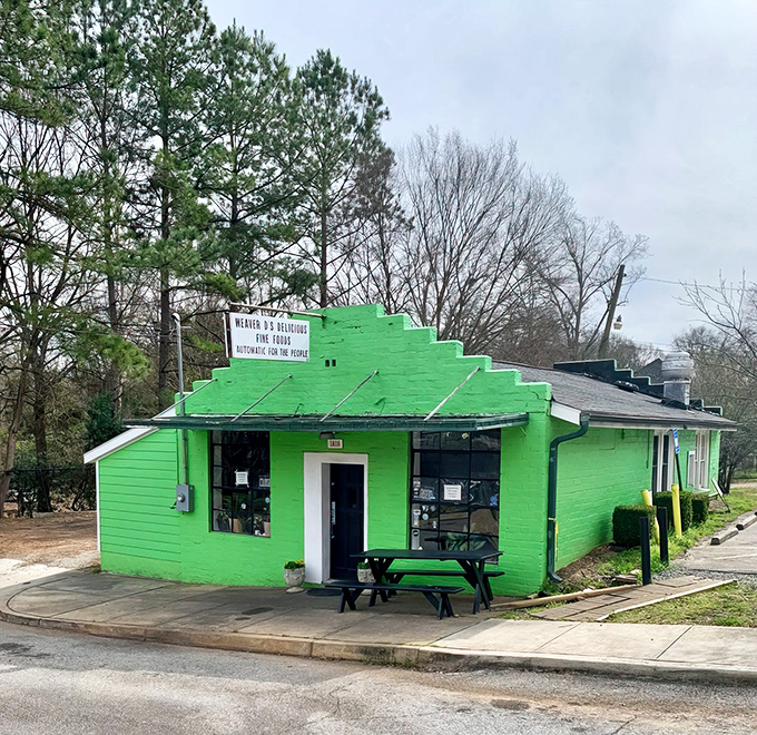 That electric lime-green exterior isn't just a building&mdash;it's a declaration that something extraordinary awaits inside. Soul food paradise found!