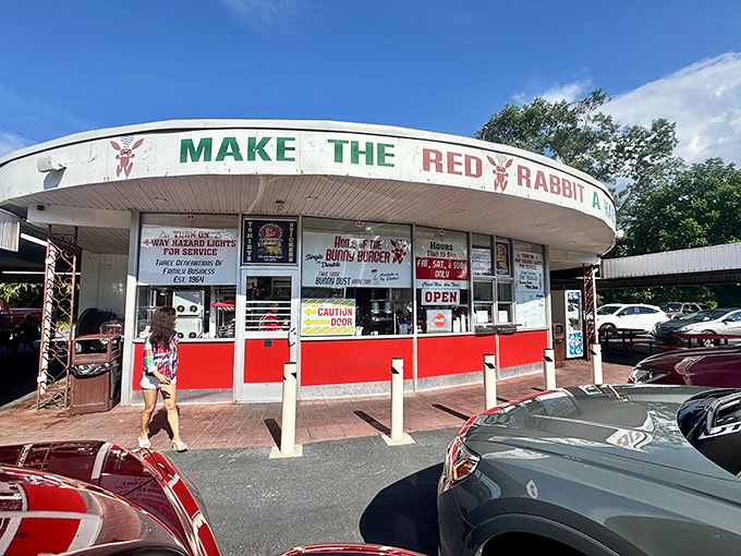 The iconic Red Rabbit Drive-In beckons with its vintage charm and promise of burgers that'll make you question why you ever ate anywhere else.