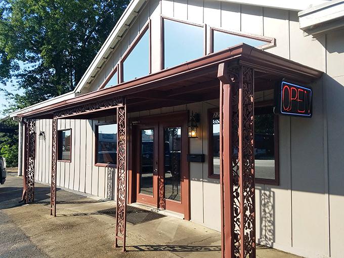 The unassuming exterior of Magnolia Blossom Caf&eacute; hides culinary treasures within. That neon "OPEN" sign might as well say "Heaven This Way."