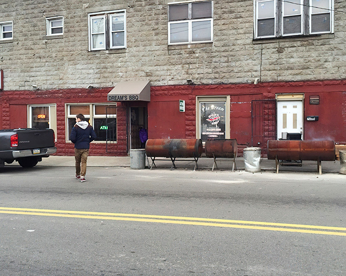 The red-painted lower half of the building houses those magical smokers that transform ordinary meat into extraordinary barbecue.