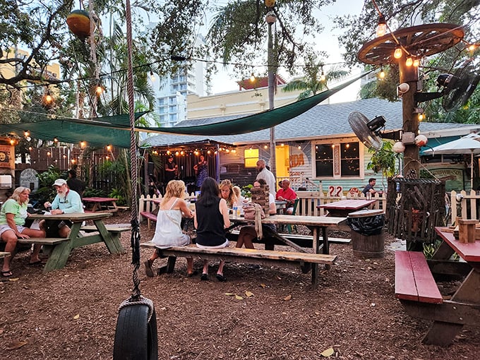 The backyard paradise you've been dreaming of &ndash; picnic tables, string lights, and seafood that'll make you forget your table manners.