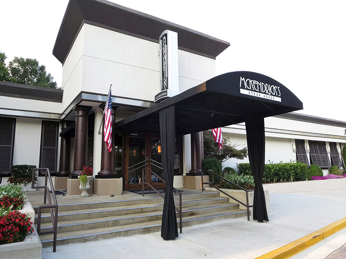 The entrance to McKendrick's stands like a culinary embassy&mdash;diplomatic immunity from mediocre meals awaits beyond those doors.