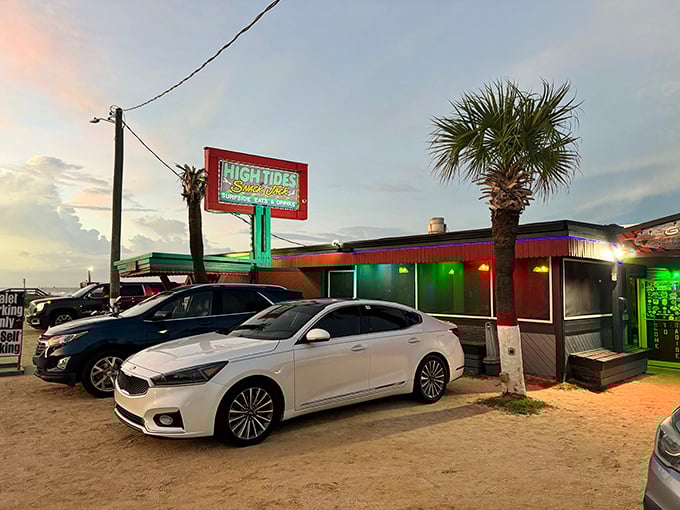 Neon dreams and sandy parking spots&mdash;High Tides at Snack Jack announces itself with unpretentious flair as the Florida sun begins its evening descent.