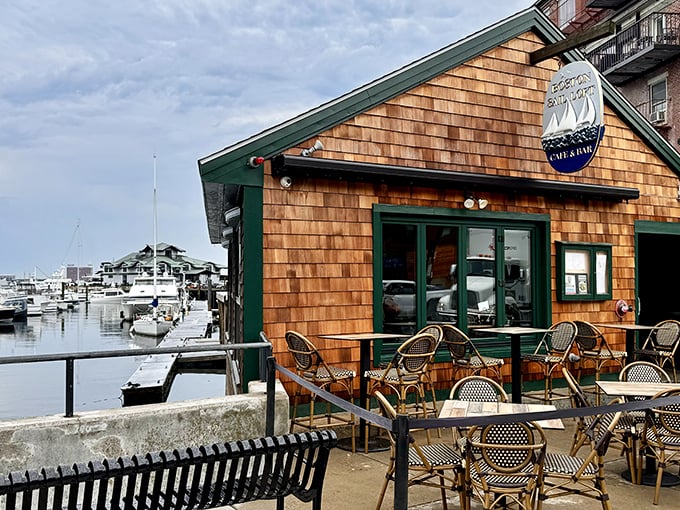 The quintessential New England seafood shack experience—cedar shingles, harbor views, and outdoor seating where the ocean breeze seasons every bite.