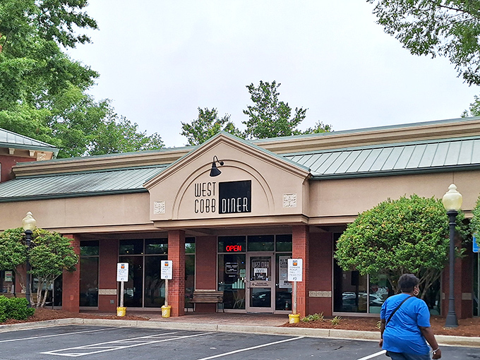 The unassuming exterior of West Cobb Diner hides culinary treasures within, like finding a diamond in a strip mall setting.