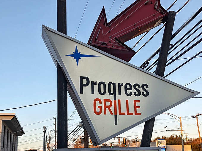 That retro arrow sign pointing you toward crab cake paradise has been guiding hungry souls for decades.