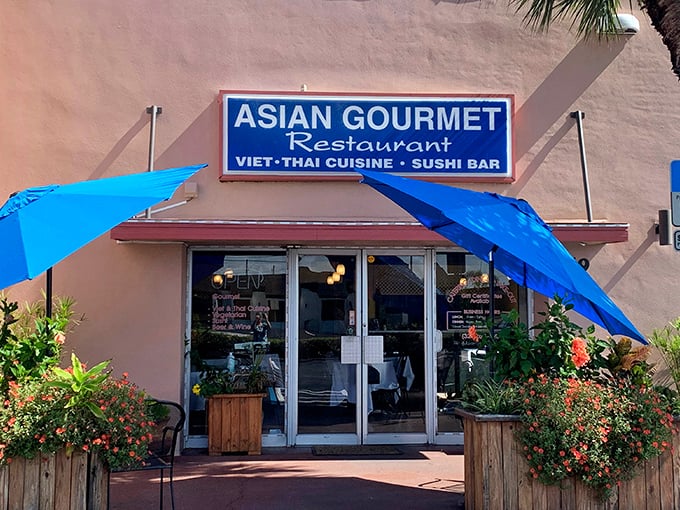 Blue umbrellas stand guard outside like sentinels protecting the secret of what might be the Space Coast's most authentic Vietnamese cuisine.