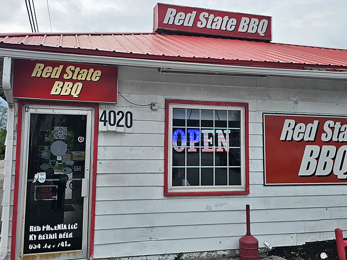 The unmistakable red signage beckons like a beacon for barbecue pilgrims. This little roadside spot has saved many a hungry traveler from the tragedy of mediocre meals.