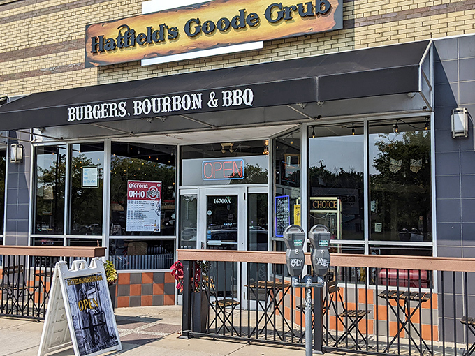The unassuming storefront with its bright blue awning is like finding a treasure map where X marks the spot for barbecue bliss.