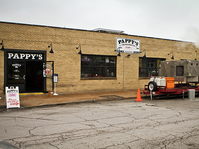 The unassuming brick exterior of Pappy's Smokehouse hides culinary treasures within. Like all great BBQ joints, it's what's inside that counts.