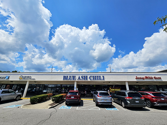 Blue Ash Chili's unassuming strip mall exterior hides culinary treasures that have kept Cincinnatians coming back since 1969. Sometimes the best food hides in plain sight.