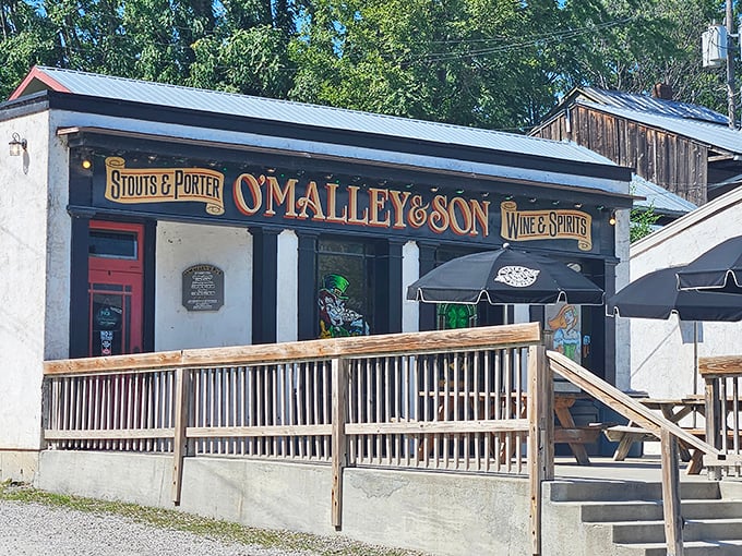 The unassuming entrance to O'Malley's belies what awaits below—like finding Platform 9¾, but with better beer.
