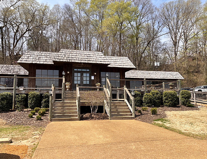 The rustic wooden exterior of Hagy's Catfish Hotel beckons like an old friend, promising comfort food and Tennessee hospitality beneath its shingled roof.