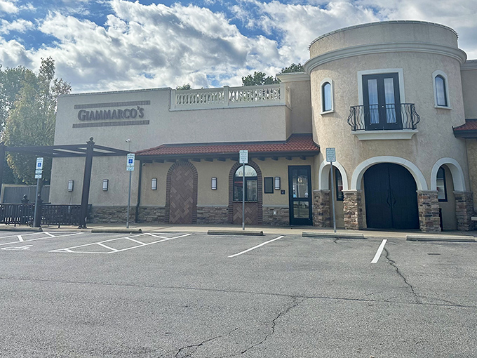 Mediterranean dreams in suburban Ohio! Giammarco's stucco exterior and distinctive architecture transport you to Italy before you've even parked your car.