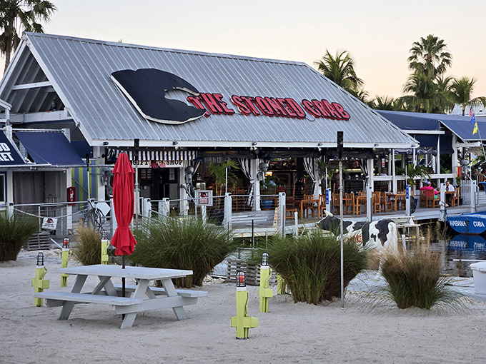 The seafood sanctuary beckons with its metal roof and giant claw sign&mdash;a siren call to hungry travelers seeking Florida's freshest treasures.