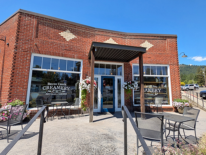 The brick facade with its diamond pattern details hints at the delicious treasures waiting inside this Deary gem.