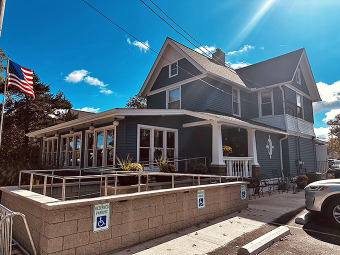 This charming blue-gray house isn't just a restaurant&mdash;it's a lakeside destination where culinary magic happens daily.